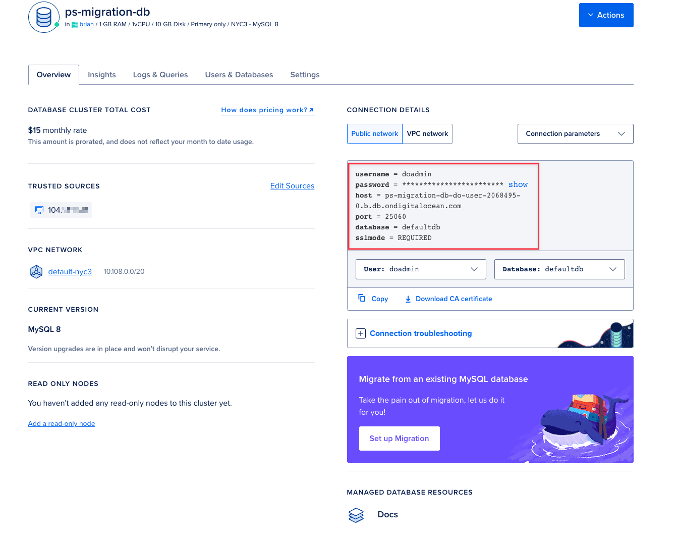 Digitalocean Database Migration Guide — Planetscale Documentation 