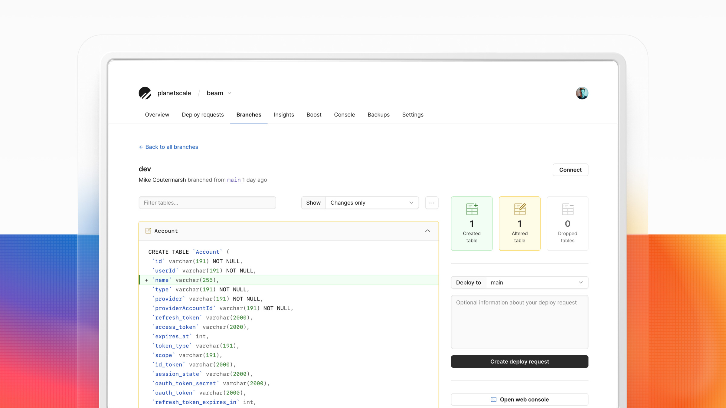 Improvements to database branch pages Improvements to database branch pages