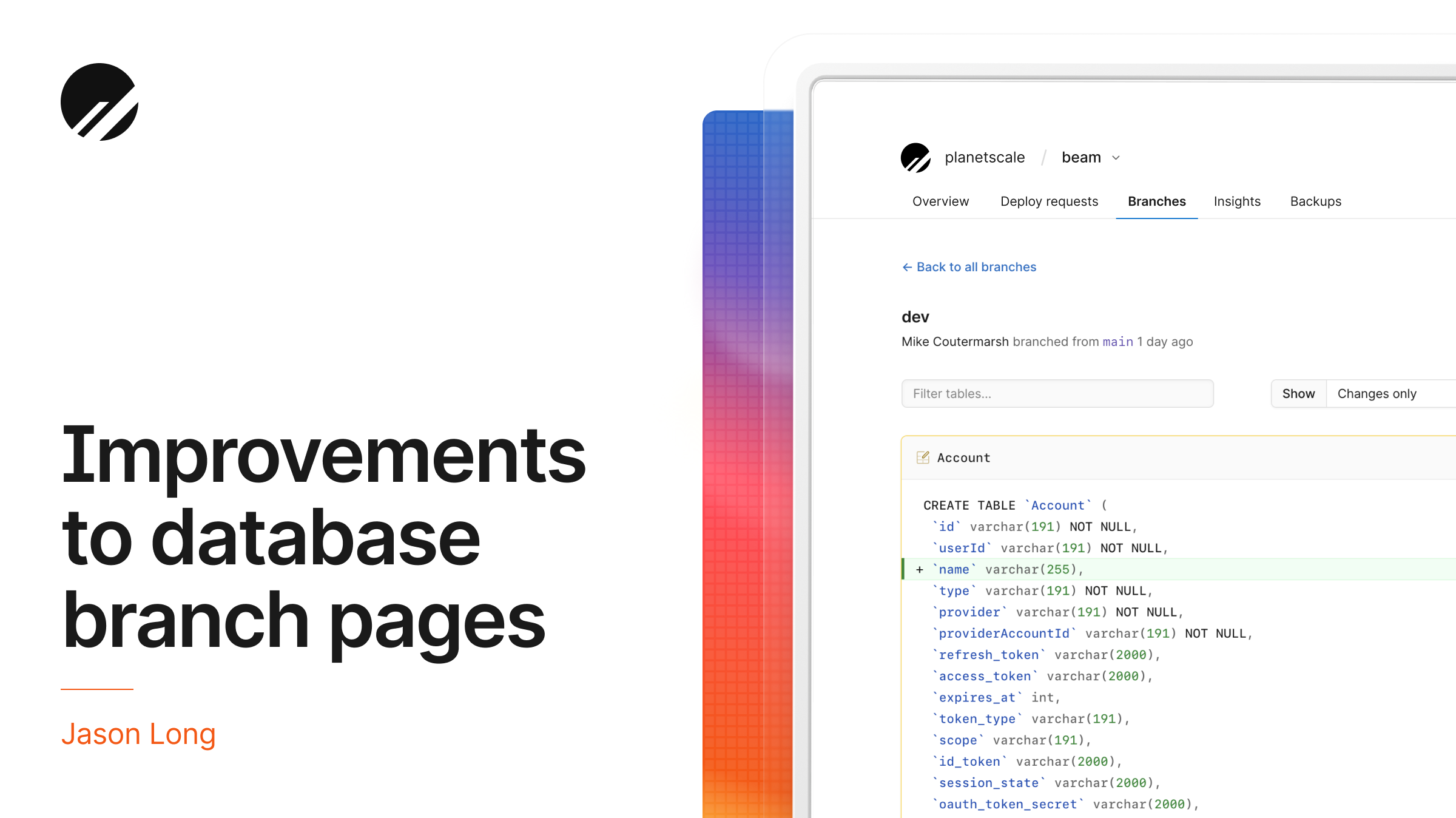 Improvements to database branch pages — PlanetScale