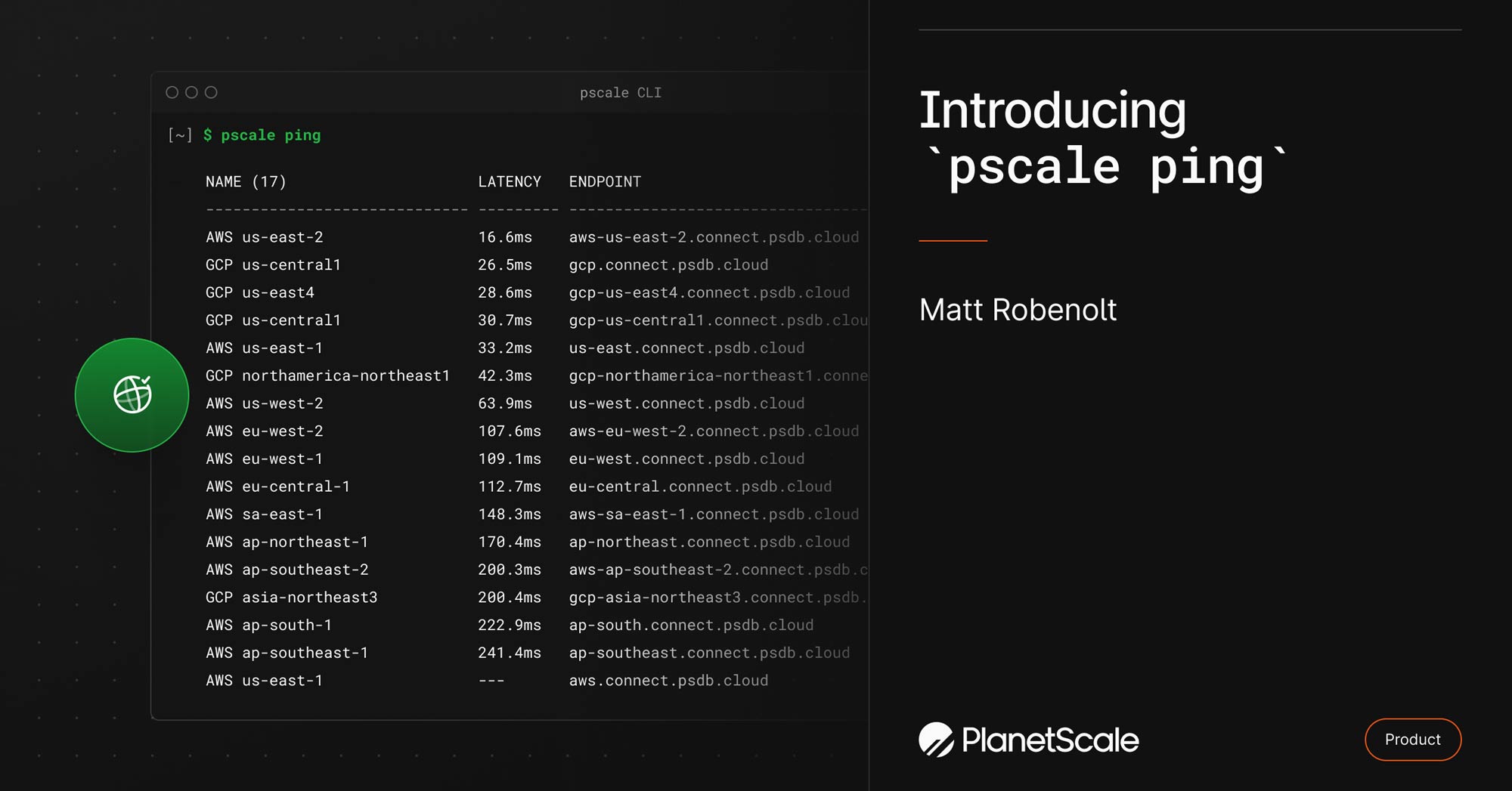 $ pscale ping — PlanetScale